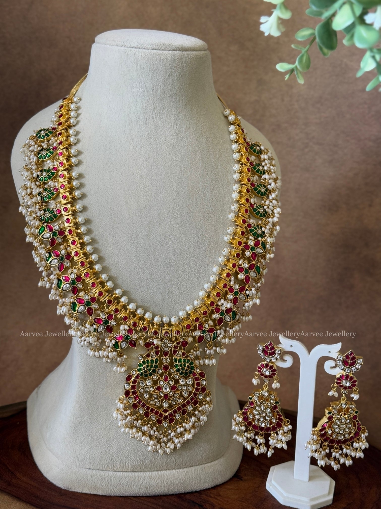 JADAU KUNDAN FLORAL GUTTA PUSALU HARAM SET – AARVEE JEWELLERY
